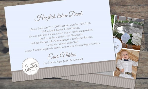 Danksagungskarten Taufe mit Gestaltungsservice
